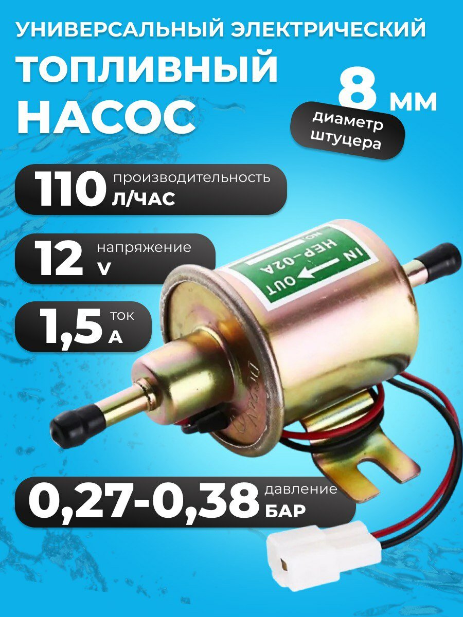 Насос подкачки топлива HEP-02A универсальный / Электрический топливный насос низкого давления / Электробензонасос