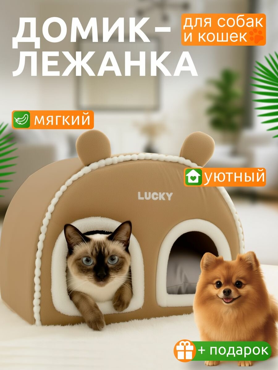 Кошачий домик большой, Домик лежанка для собак мелких пород