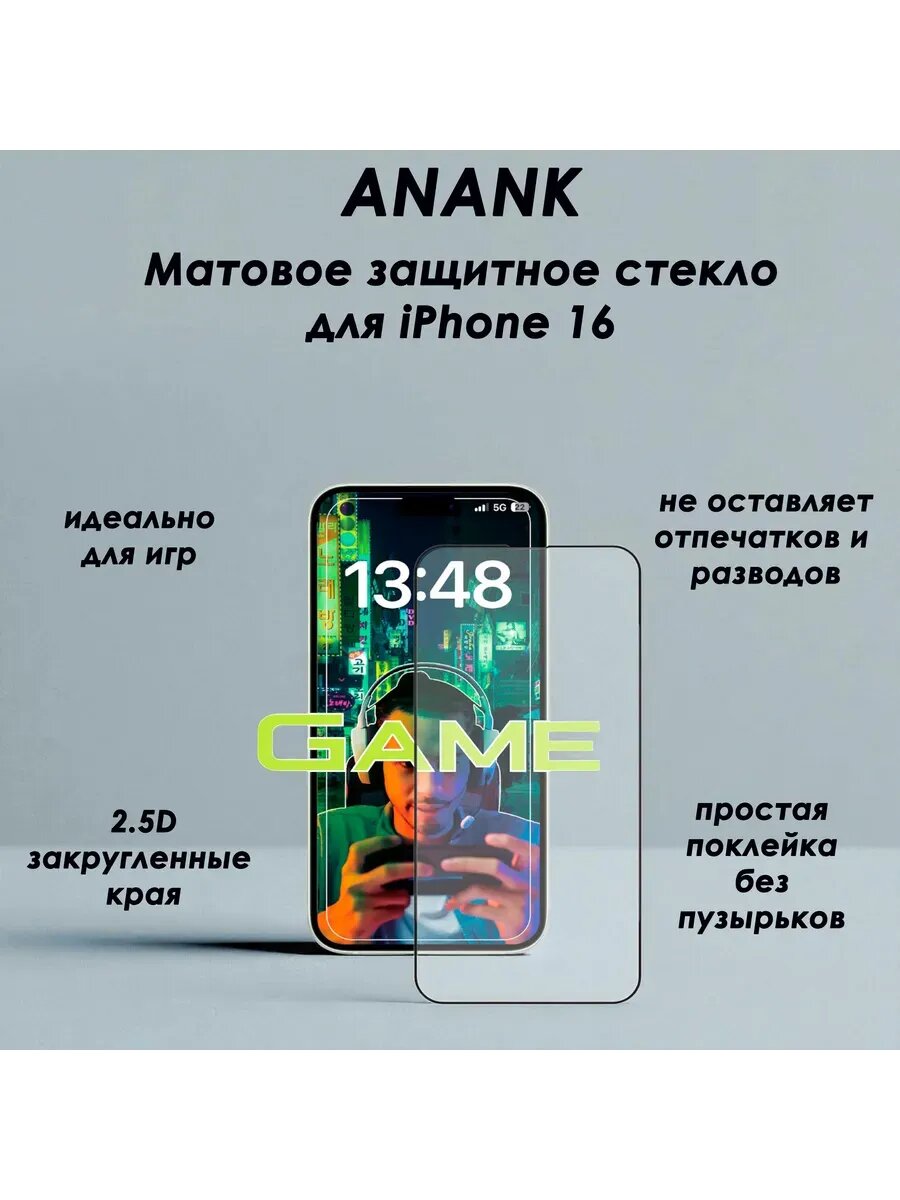 Стекло для айфон 16 матовое