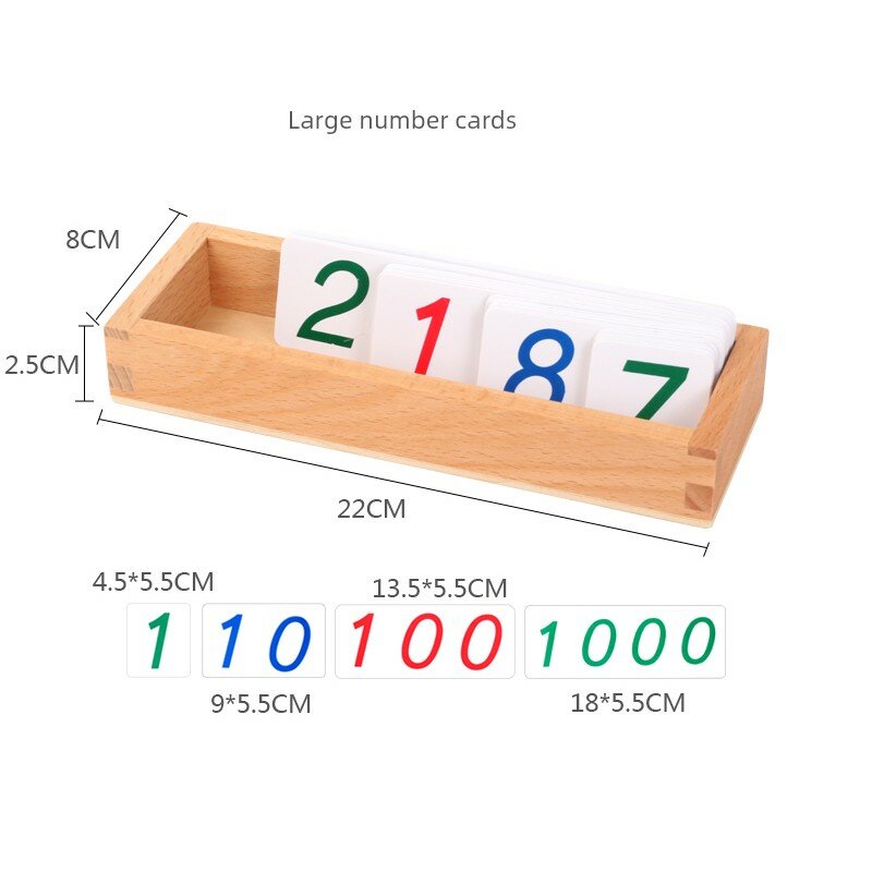 Большие карты Montessori с числами 1-9000 для раннего обучения, толстые пластиковые карточки для счета