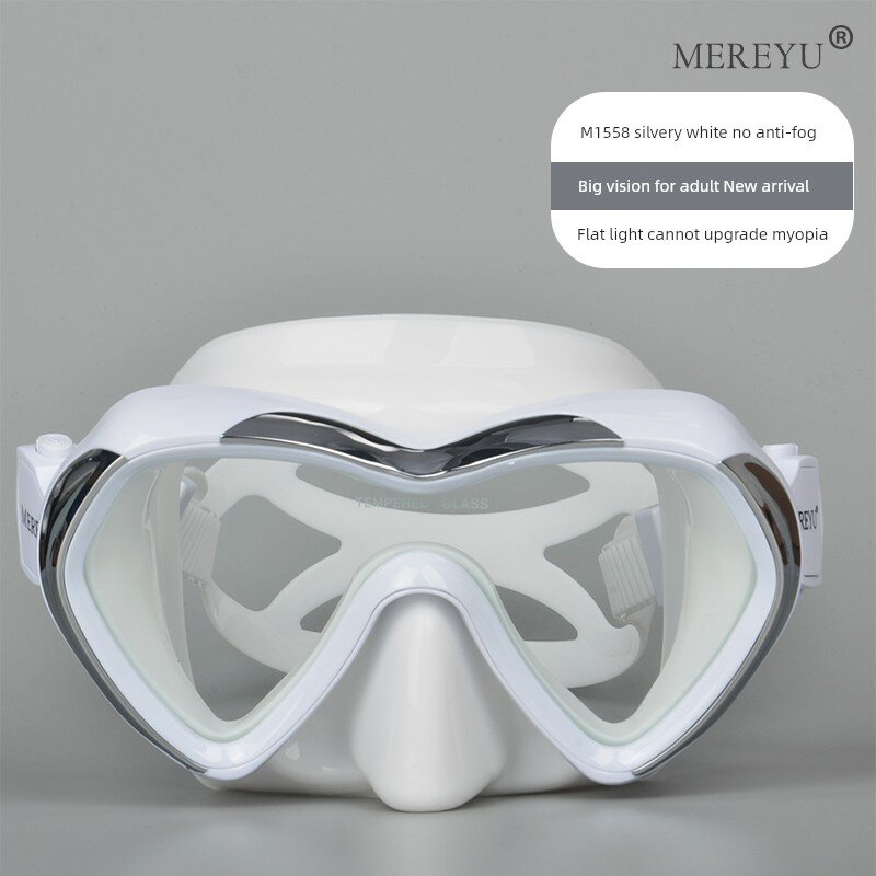 M1558 Подводная маска в перламутрово-белом цвете без антизапотевания для взрослых дайверов - Прозрачные линзы,