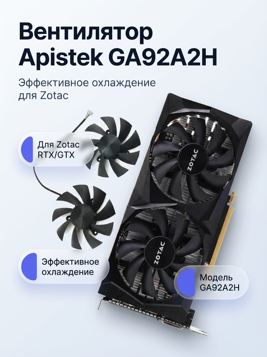 Вентилятор для видеокарты Zotac GeForce RTX 2060, 2070, 87 мм, GA92A2H, GTX1660, 1660Ti