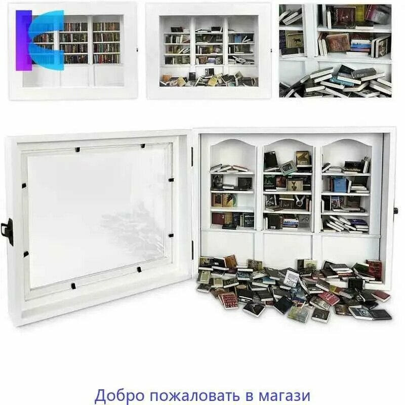 Миниатюрная декоративная антистресс-библиотека с мини-книгами