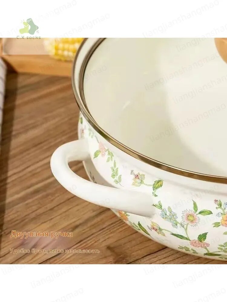 Кастрюля Прованс Ejiry, стальная, 2,4 л, для приготовления, с крышкой — фото 1
