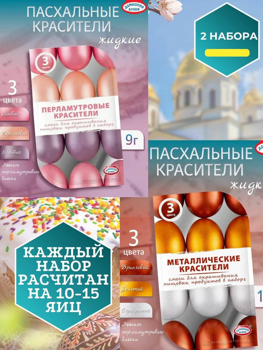 Краска для яиц на Пасху / Краситель пищевой водорастворимый для декора и украшения яиц