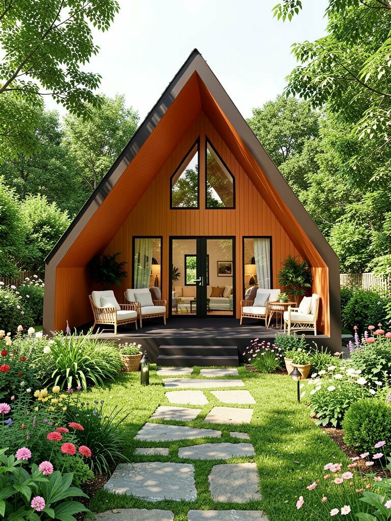 Проект каркасного дома шалаша с террасой и вторым светом 11,09х6,0 м