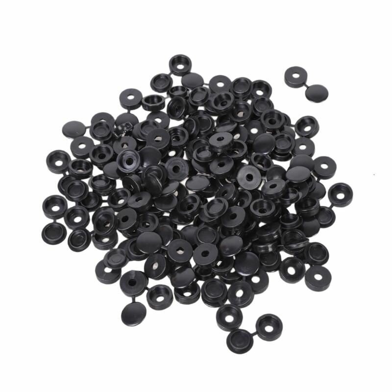 100 шт. Пластиковые декоративные колпачки для винтов с крестообразным шлицем, Черный