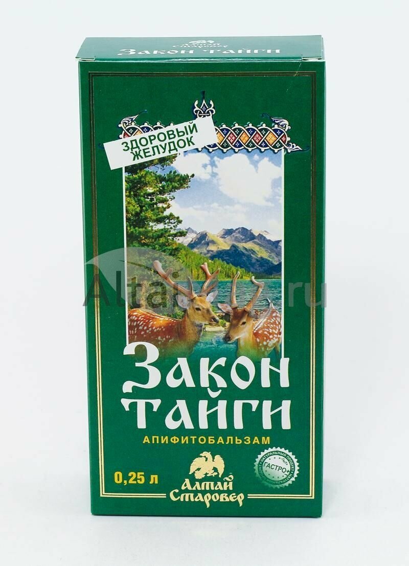 Питьевой бальзам Алтай-Старовер Закон тайги (желудочный) 250 мл, на травах, безалкогольный
