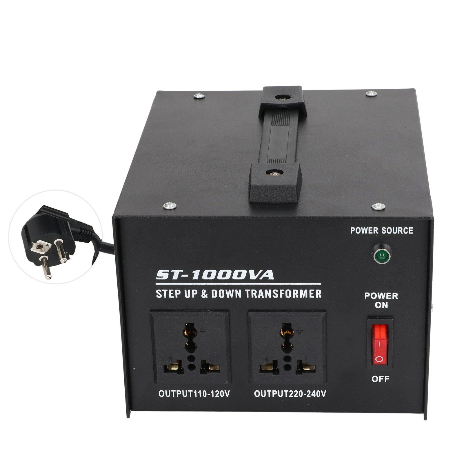 Повышающий трансформаторный преобразователь напряжения мощностью 1000 Вт, однофазный, с регулируемым входным напряжением.