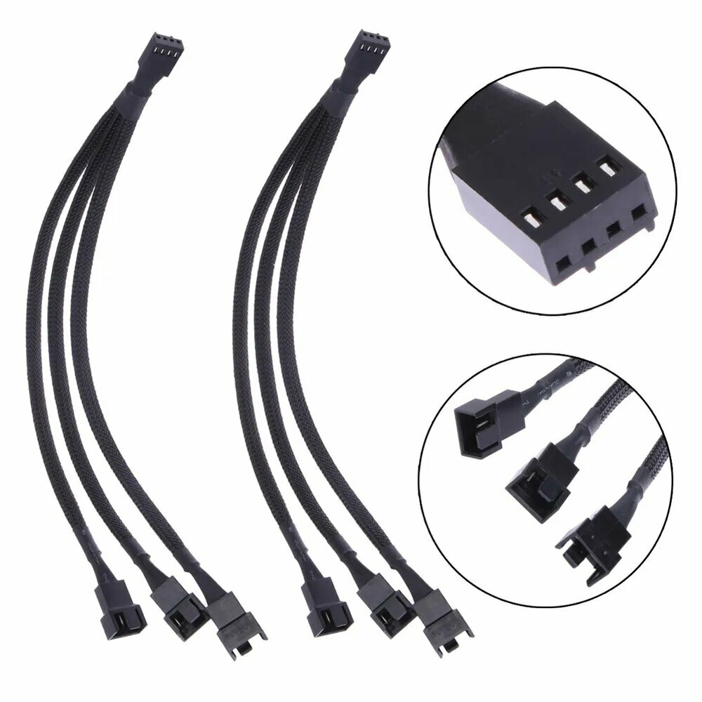 Сетевой кабель питания 4-pin PWM fan/4-pin PWM fan, 3-pin fan, 2.6 м, черно-серый