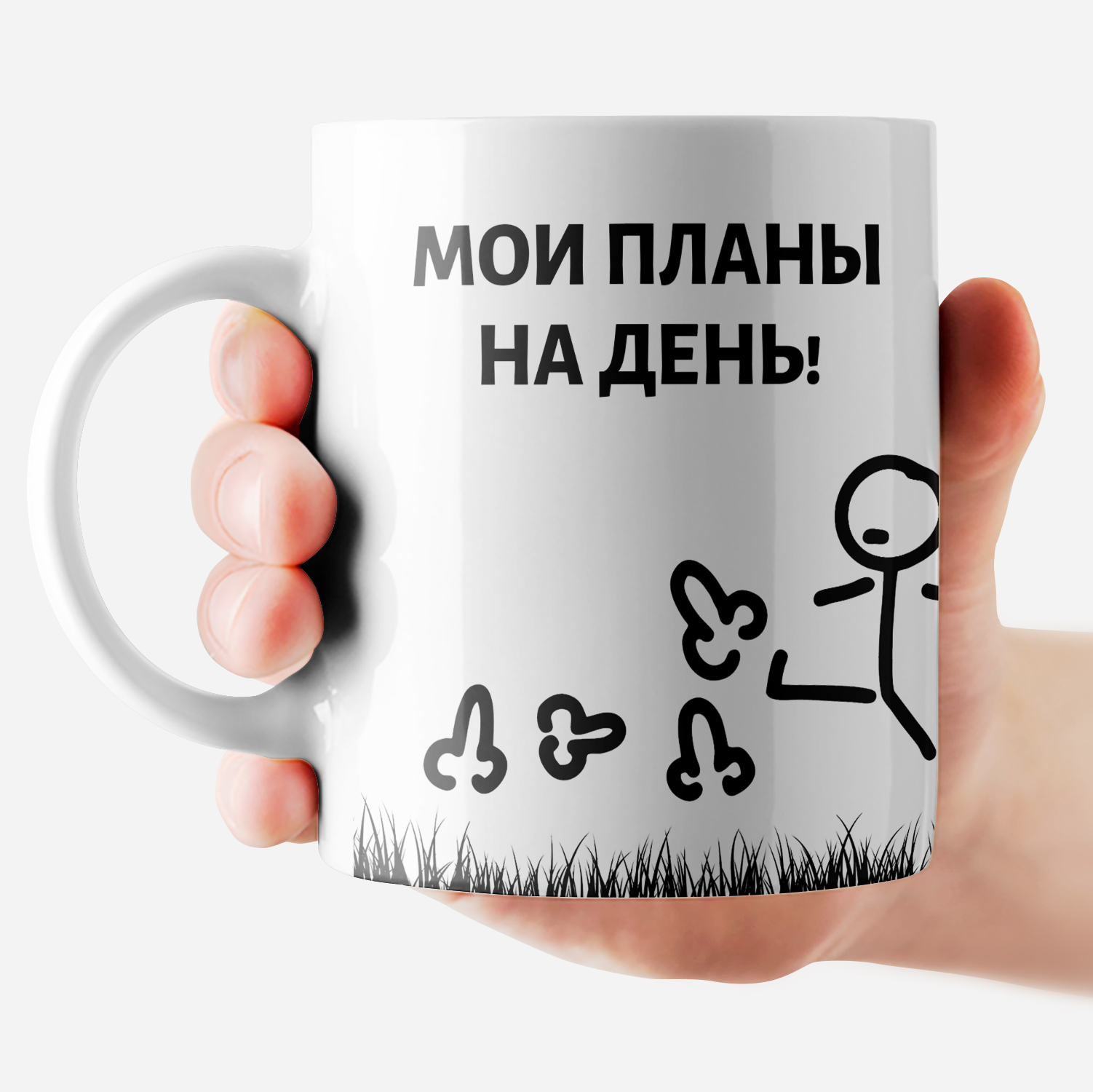 Кружка с приколом "Мои планы на день"