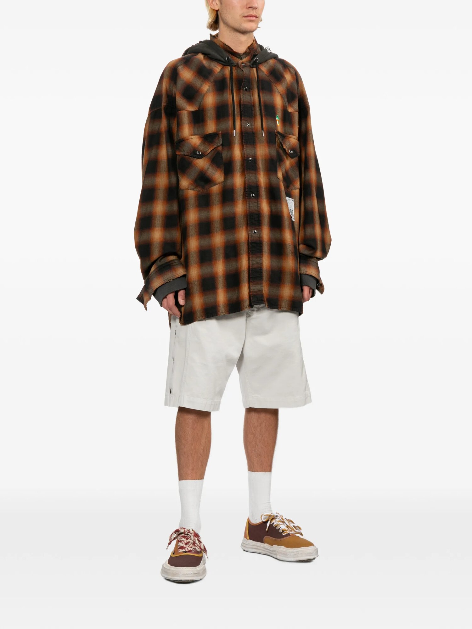 Рубашка MAISON MIHARA YASUHIRO Hooded checked shirt, размер 46 — фото 1