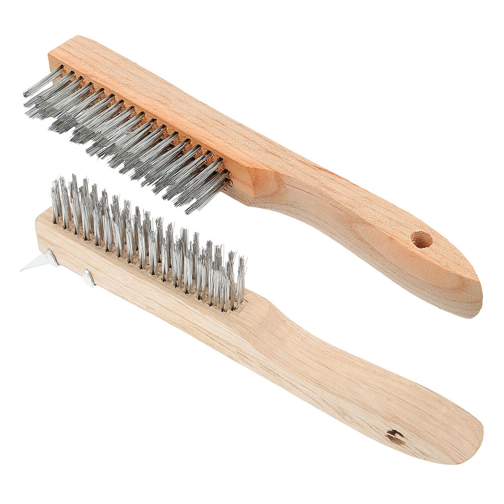 Щетка с деревянной ручкой, средство для удаления ржавчины, средство для удаления краски (EM4005 + EM4004 с лопаткой) 2 шт.