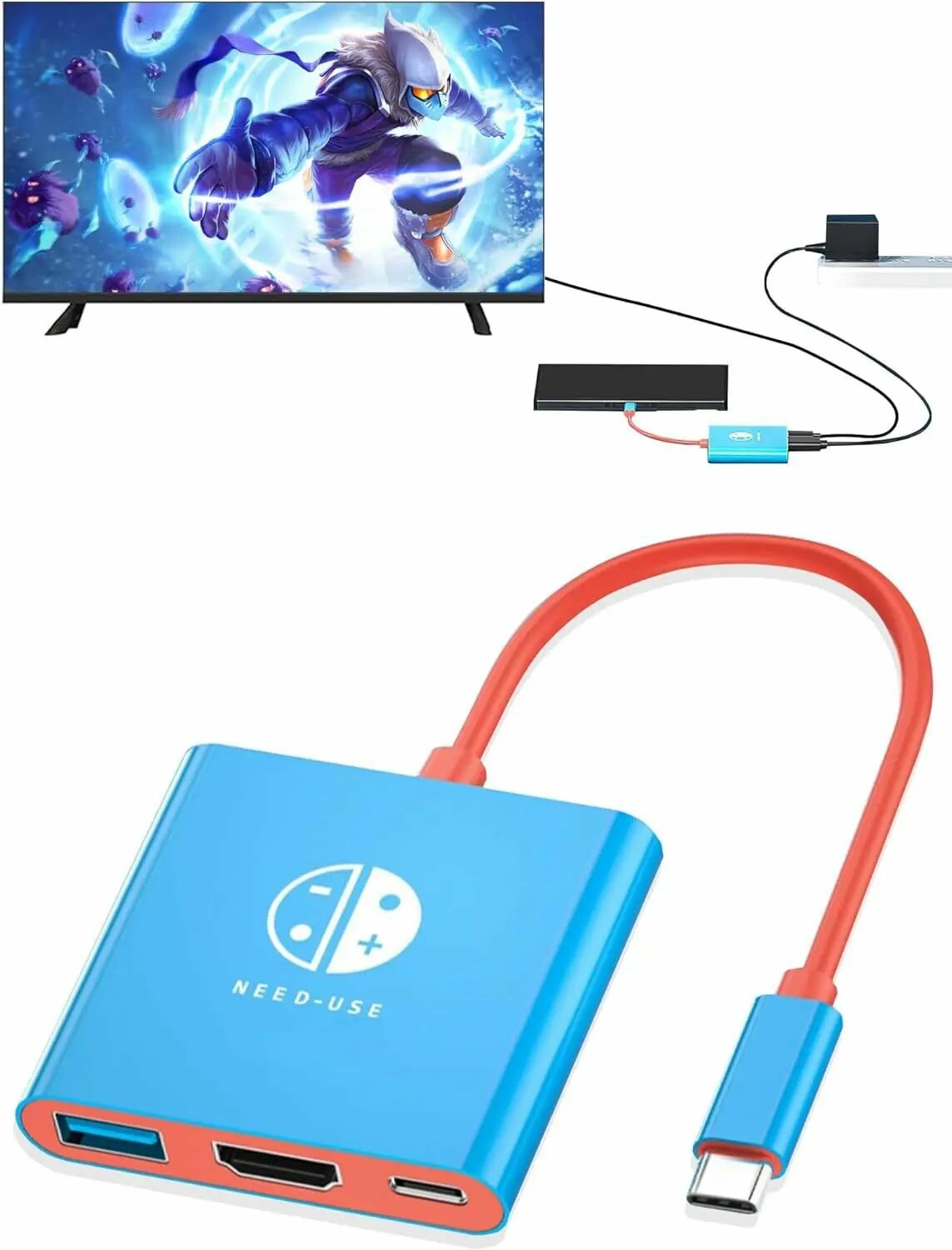 Портативная док станция конвертер переходник для телевизора Type-C HDMI для Nintendo Switch 1, 2 и OLED