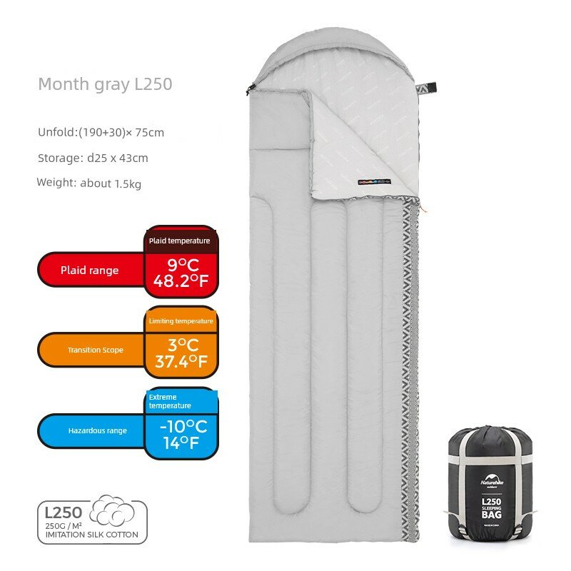 Naturehike Moon Soil Gray L250 Летний Дышащий Стиральный Спальный Мешок