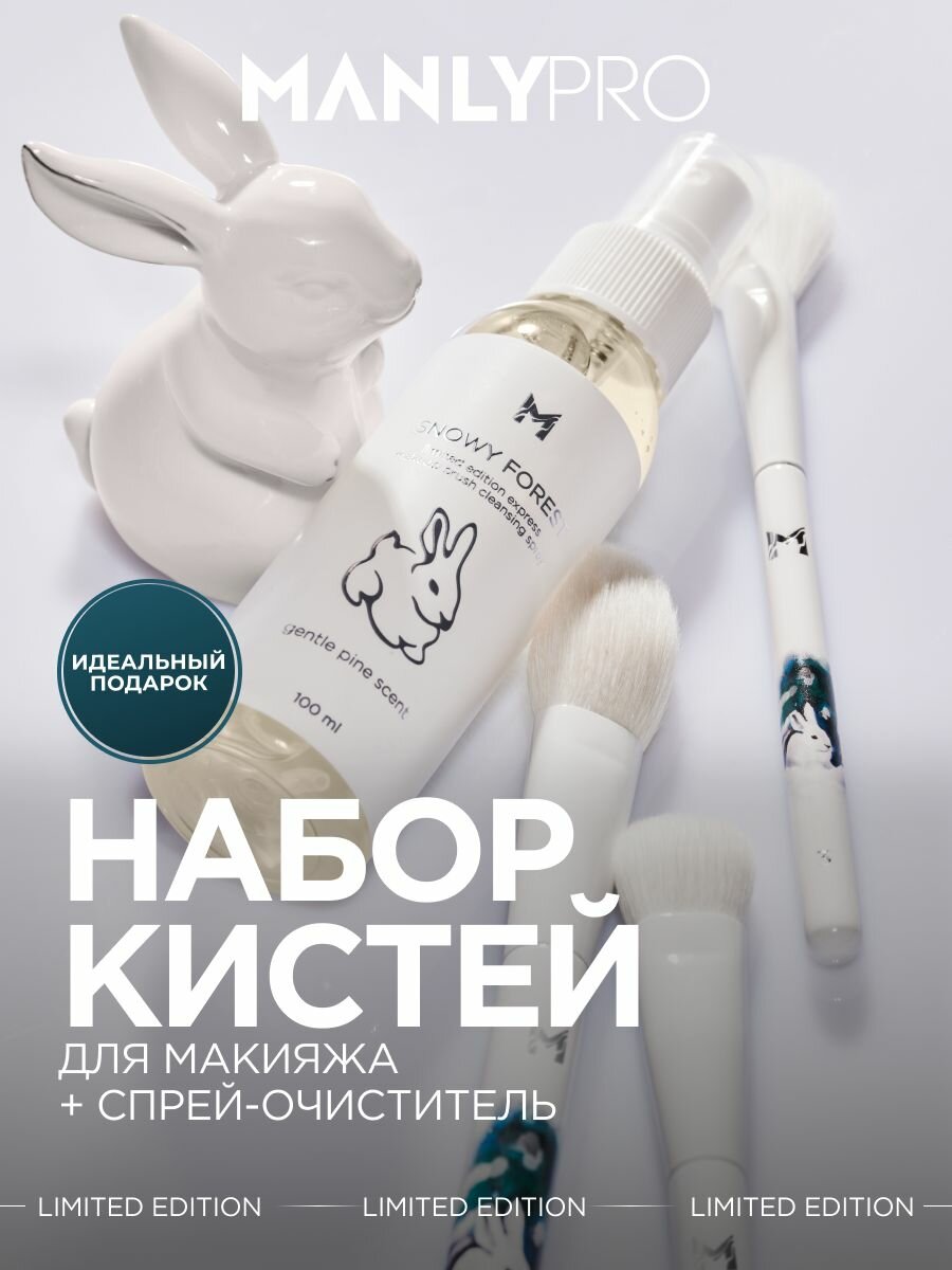 Подарочный набор кистей для макияжа с очистителем Manly PRO
