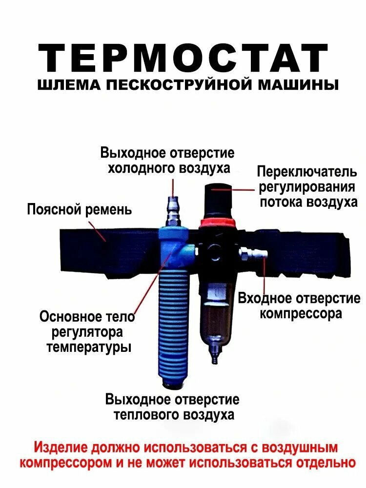 Термостат шлема пескоструйной машины, 10-40 градусов, используется с воздушным компрессором