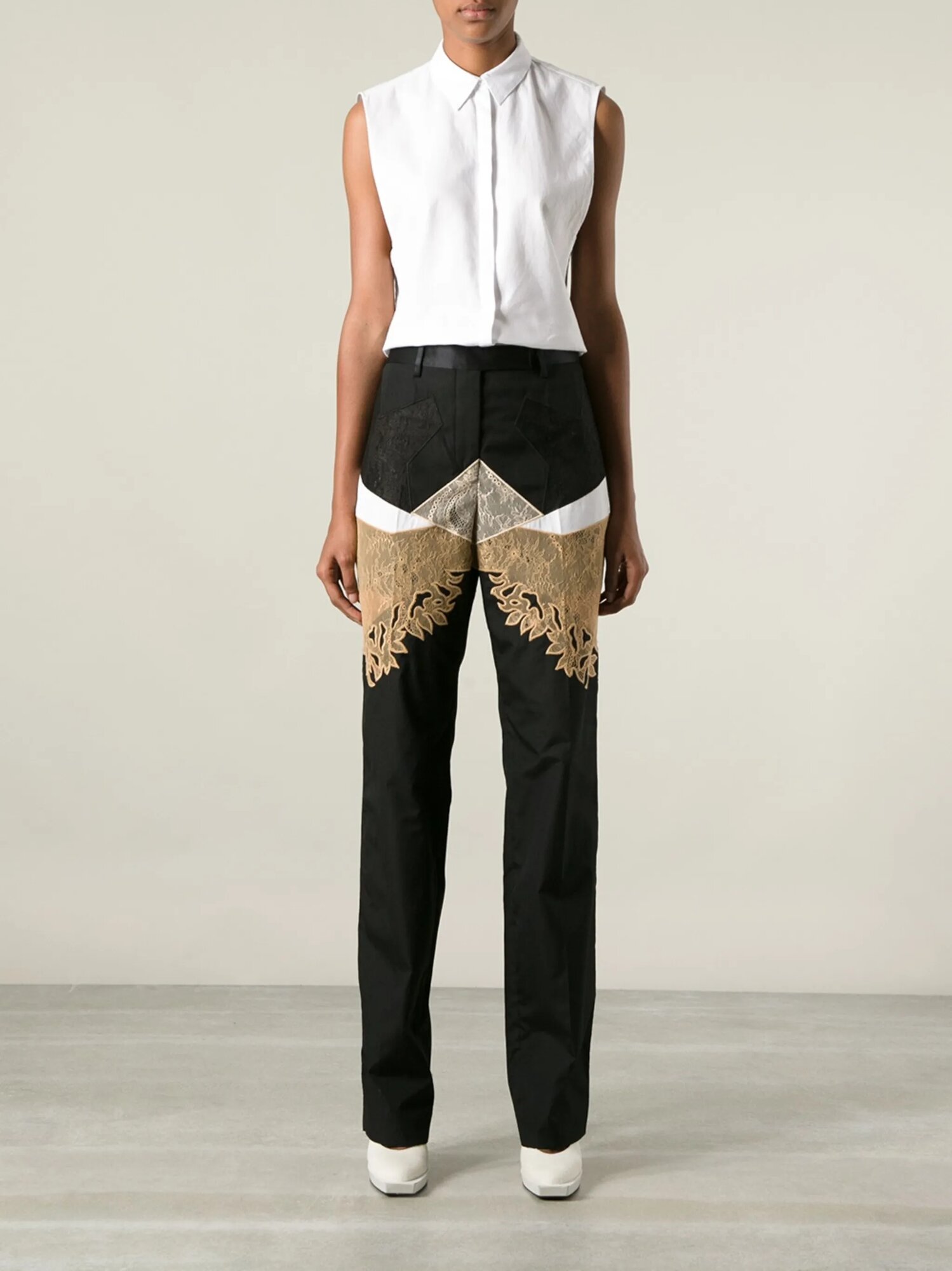 Брюки GIVENCHY Lace panel trouser, размер 38, черный — фото 1