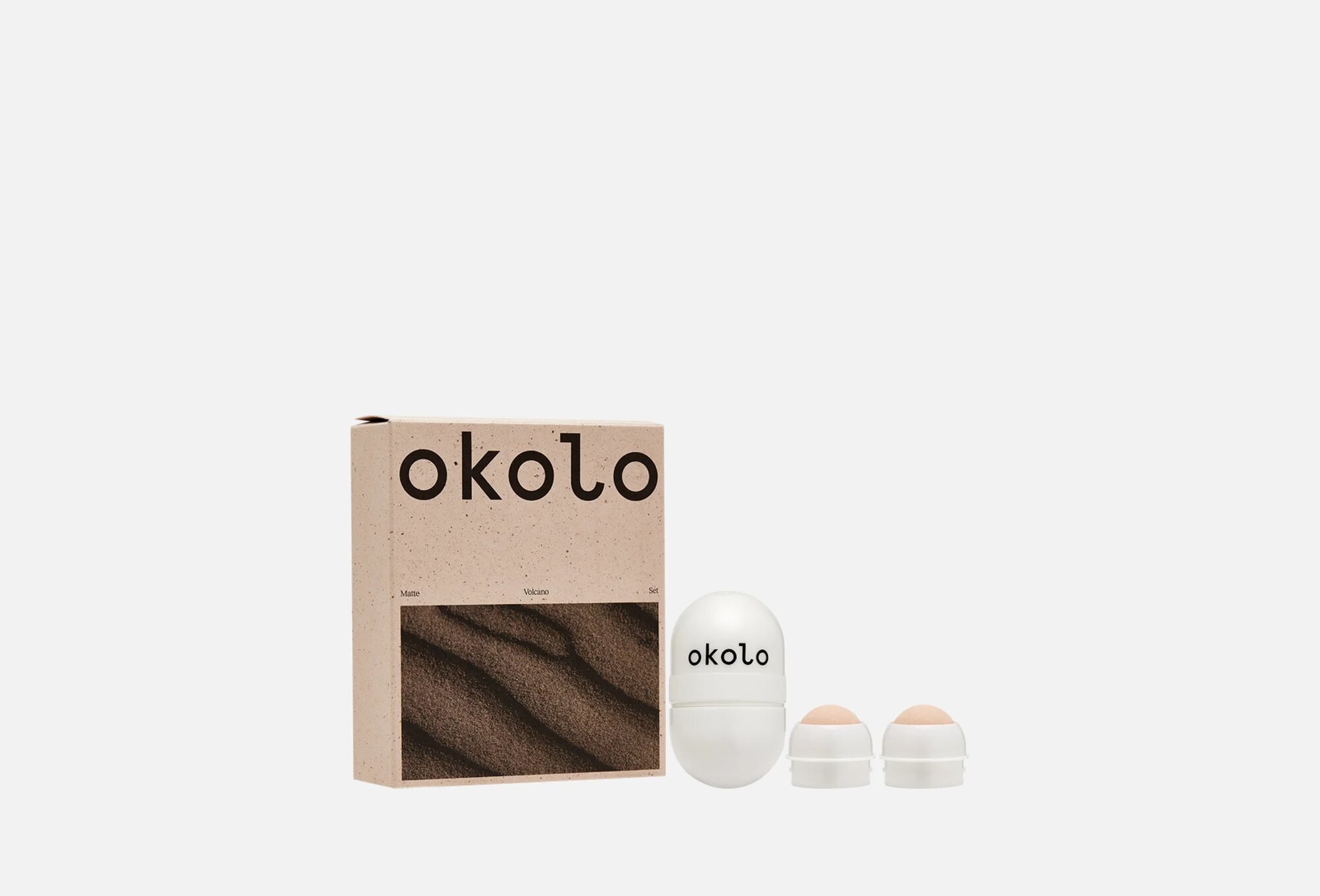 Набор для кожи okolo Matte Volcano, вулканический роллер и рефилы, 2шт