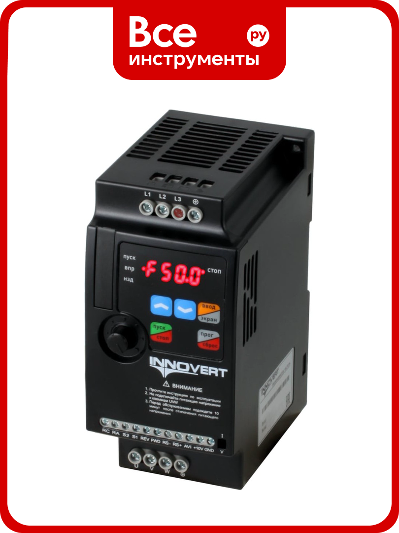 Преобразователь частоты INNOVERT, выходной ток 11 А 1,5 кВт вход: 1фаза x 220В/выход: 1фазах220В