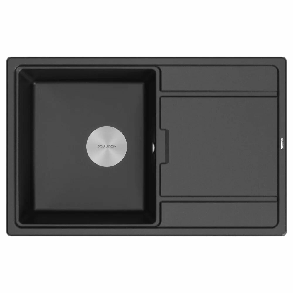 Мойка кухонная Paulmark Flugen 50-780 PM217850-BL 78x50, прямоугольная, мойка для кухни, с крылом, черная, матовая