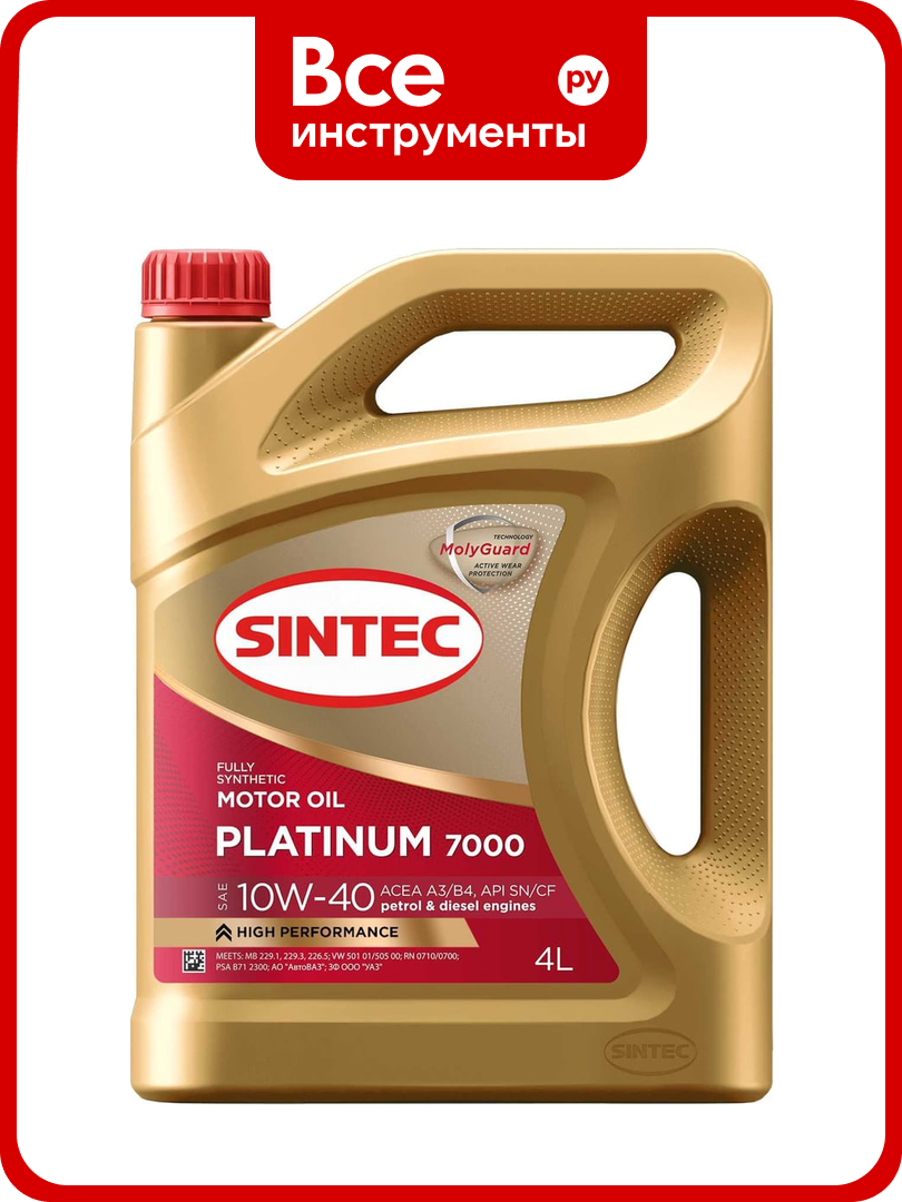 Моторное масло Sintec platinum 7000 sae 10w-40, api sn/cf, 4 л 600167