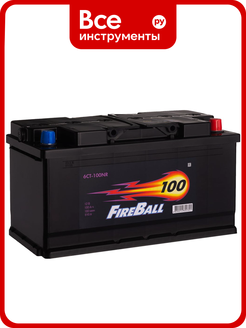 Аккумулятор FIRE BALL NR 6СТ 100, необслуживаемый, обратная полярность, кальциевый тип, автомобильный, пусковой ток