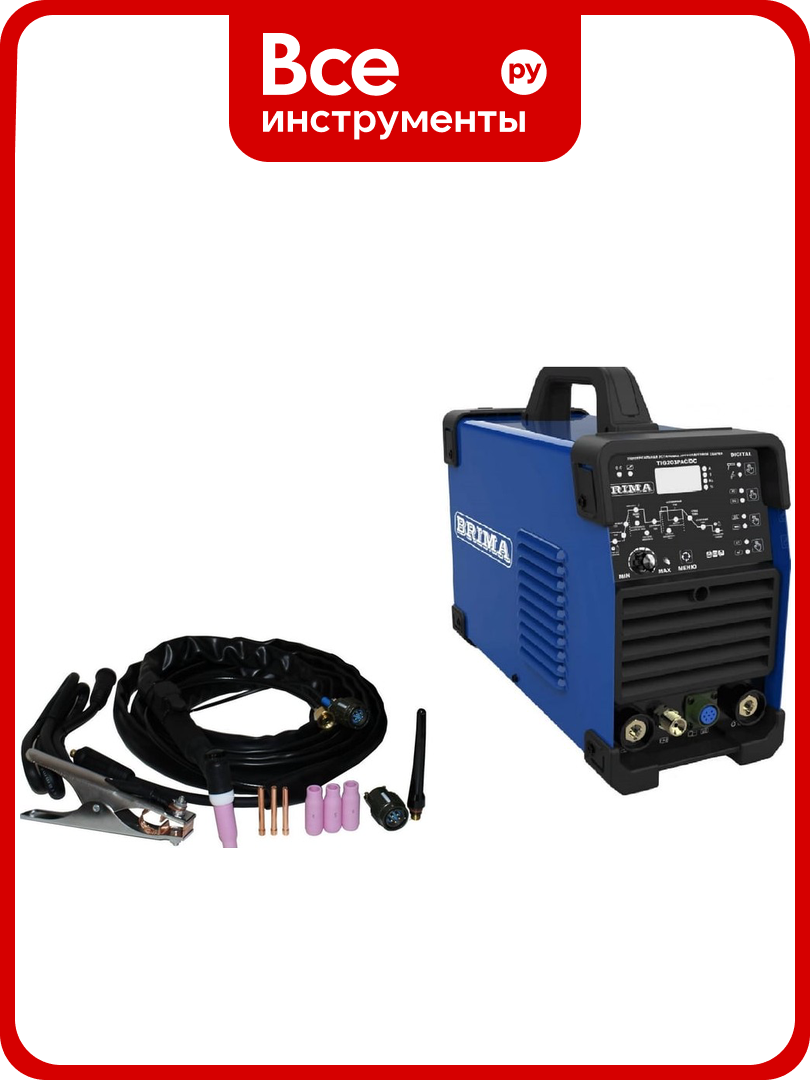 Инверторная, Brima, установка Brima TIG-203P AC/DC Digital 220В НП000001034, контроля параметров сварки используется