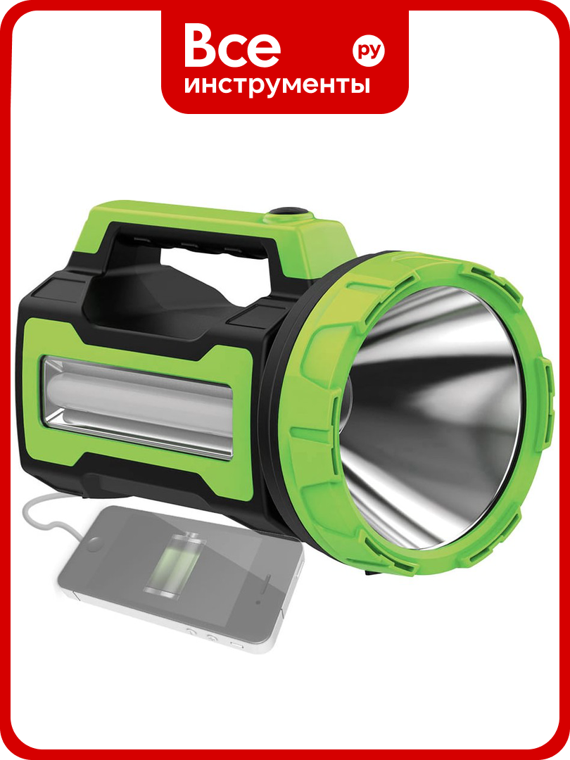 Аккумуляторный фонарь космос PREMIUM 10W LED, бок. пан. 3Вт, 3 реж раб,