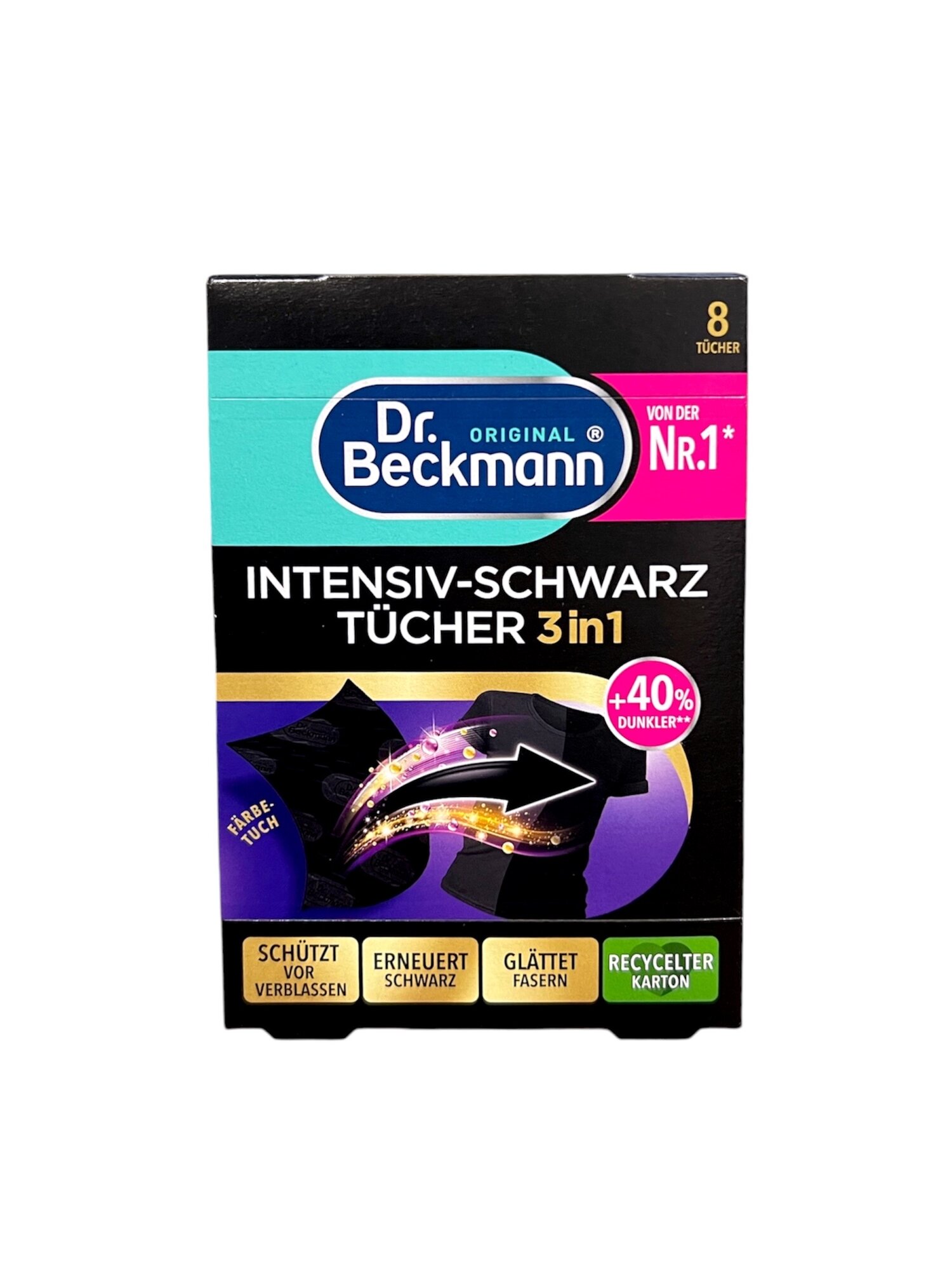 Dr. Beckmann Салфетки для обновления черного цвета и ткани 3 в 1, 8 шт