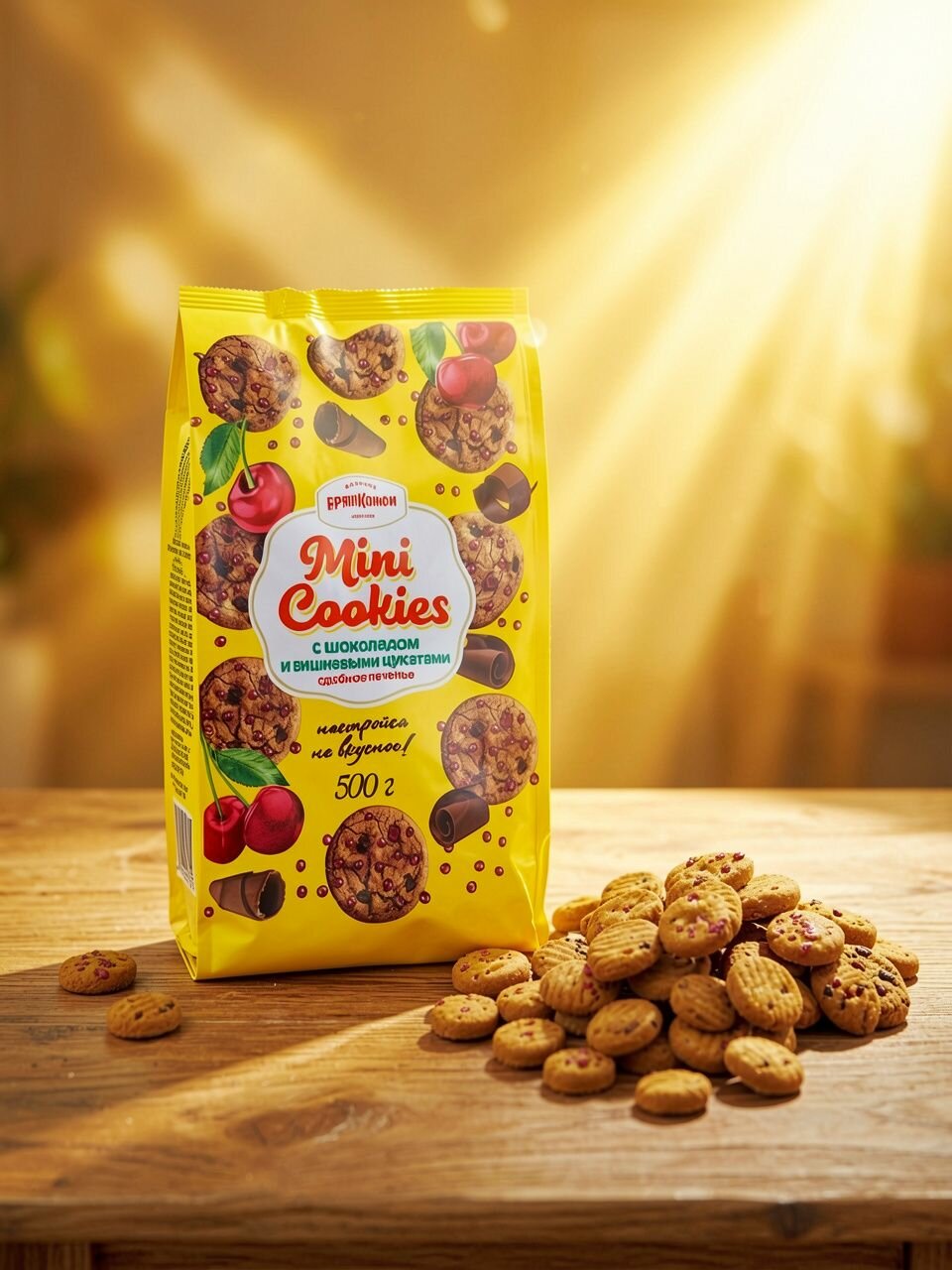 Печенье "MINI COOKIES" с шоколадом и вишневыми цукатами, XL пачка 500гр