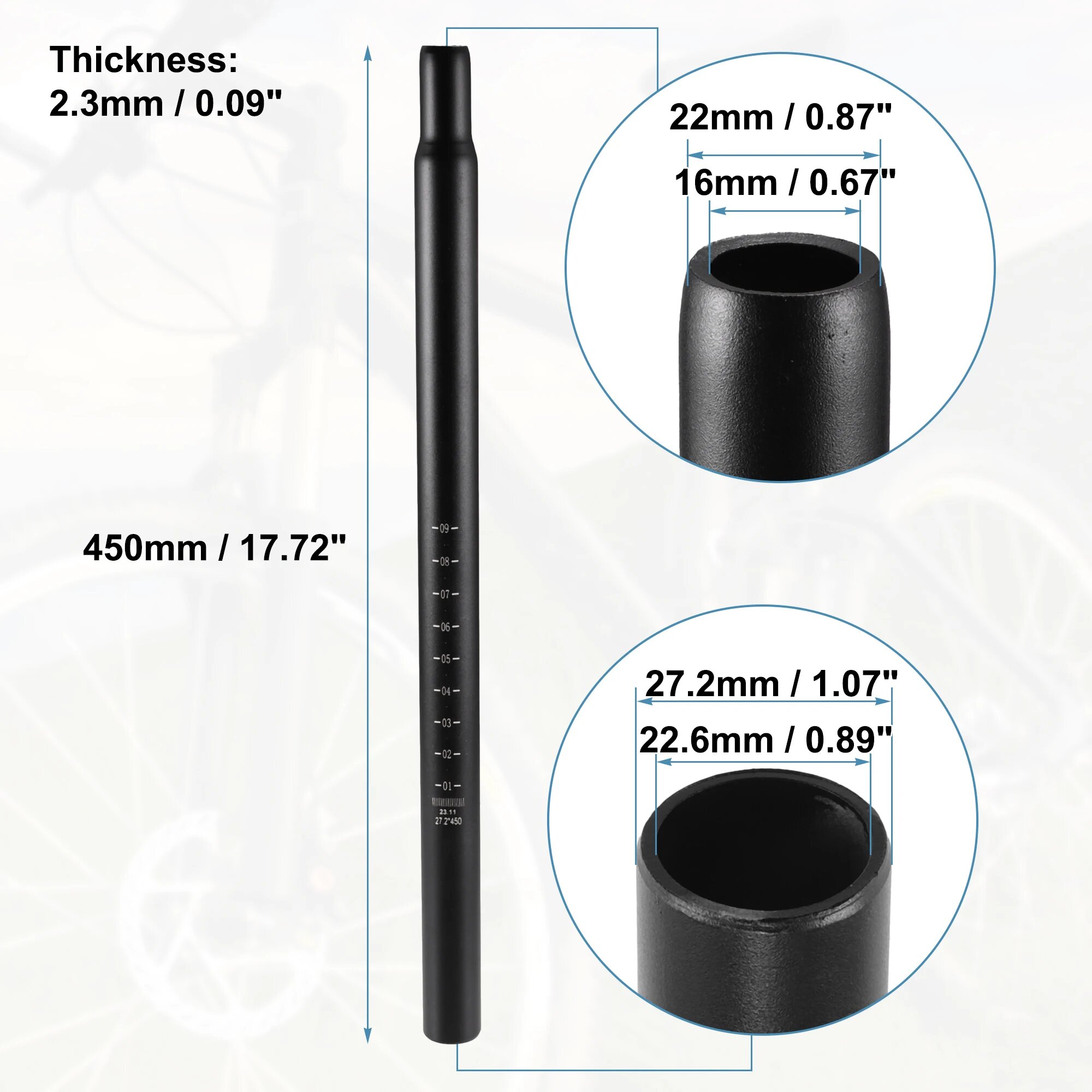 X Autohaux седельный штырь алюминиевый 25.4-31.6 мм 27.2x450mm