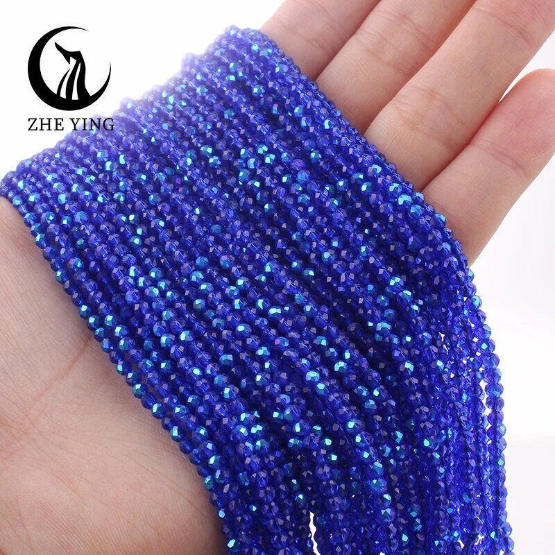 Синие хрустальные бусины 2 мм, 5 нитей, Sapphire AB