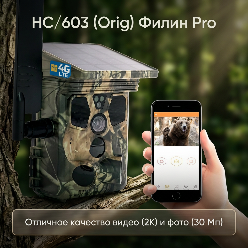 Лесная 2К/4G охранная миниатюрная камера HC/603 Филин Pro