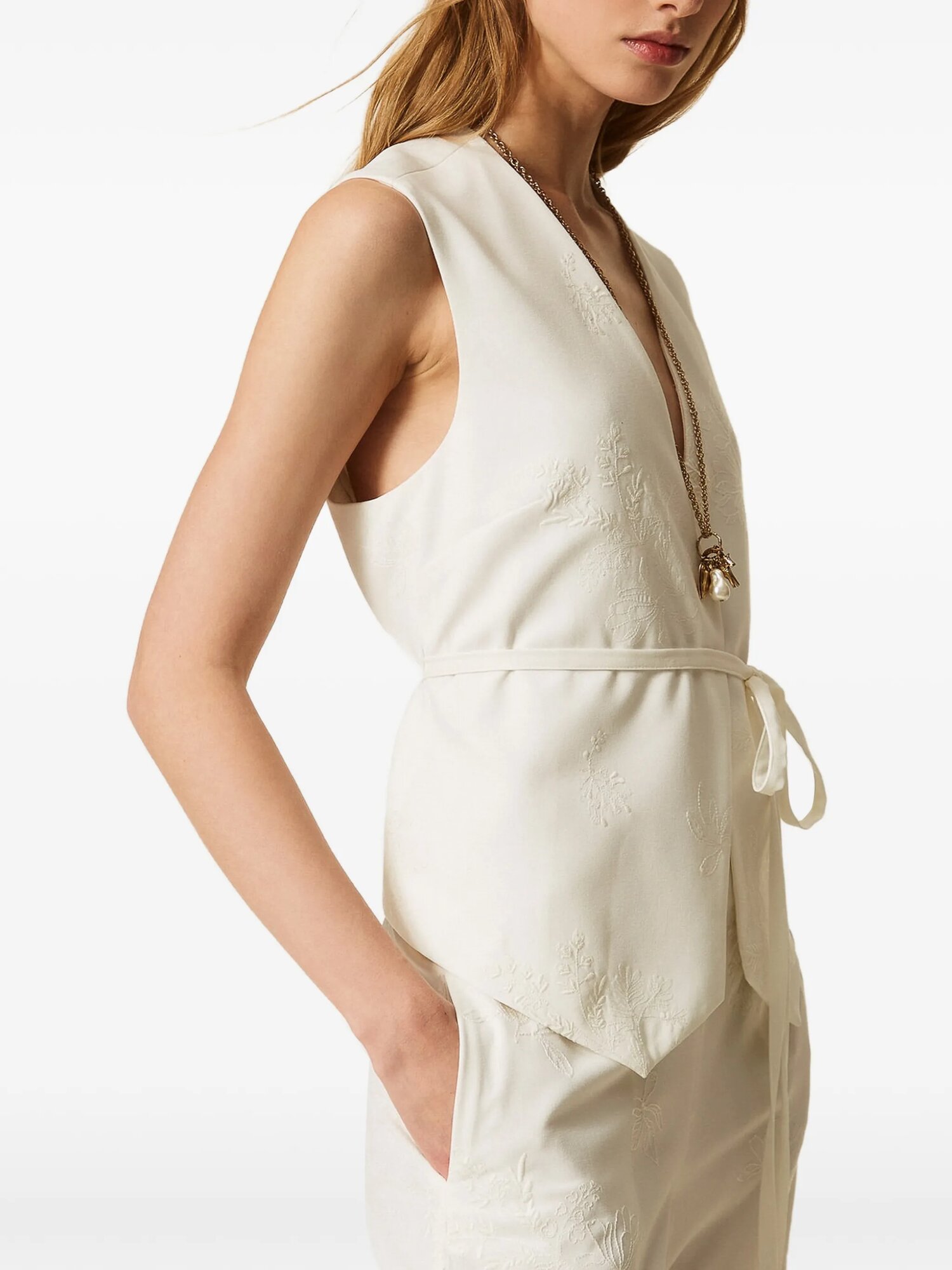 Пальто Twinset Milano Belted waistcoat, размер 48, white — фото 1