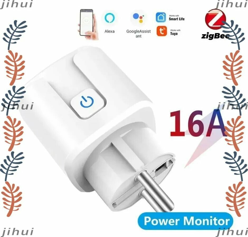 Умная розетка AOAT с Алисой 16А Tuya Zigbee с таймером и голосовым управлением белая