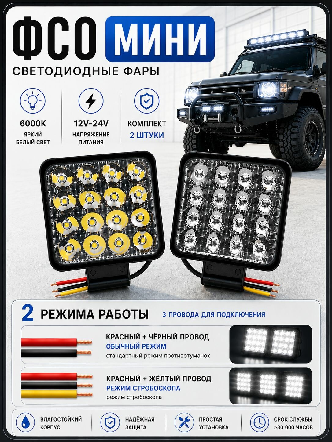 LedAngel Прожектор автомобильный, 2 шт, арт. LedAngel_FSO