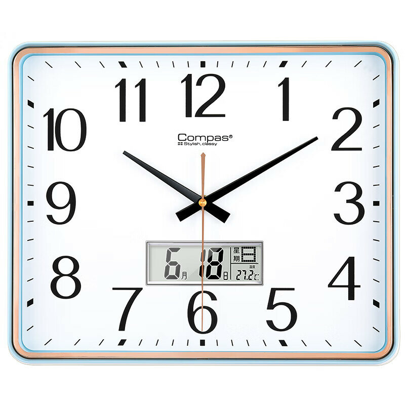 Compas Wall Clock Living Room Clock Calendar Simple Quartz Clock Wall Clock 7005 Blue Calendar Version 35cm