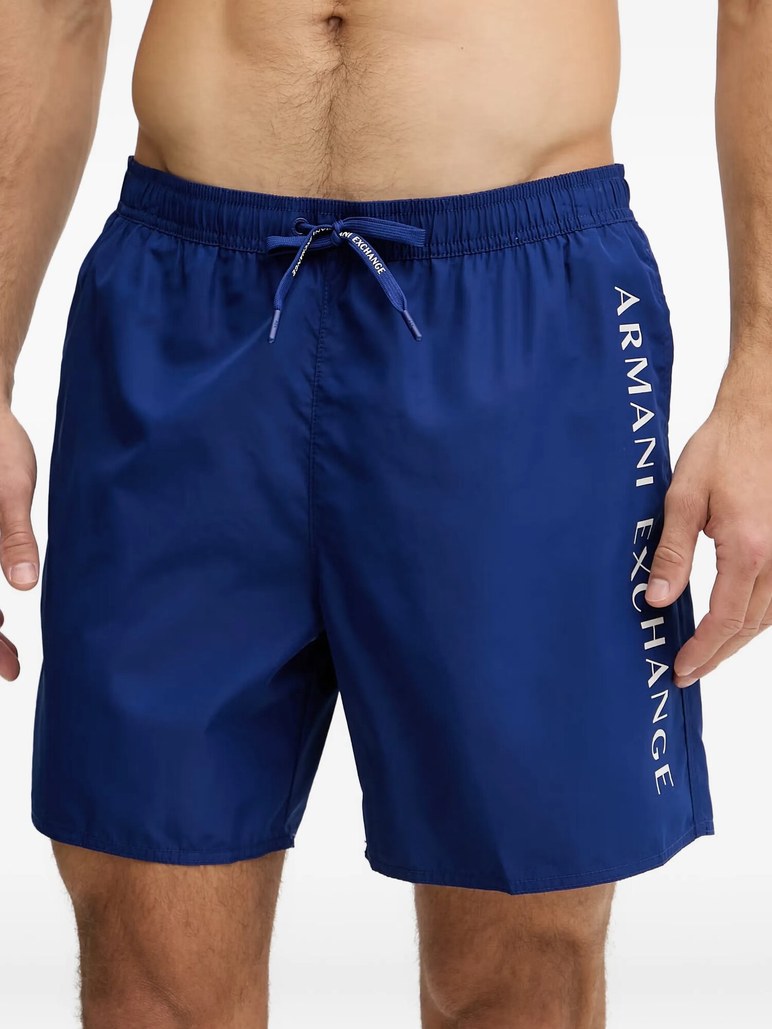 Шорты для плавания Armani Exchange Logo-print drawstring swim shorts, размер S, blue — фото 1