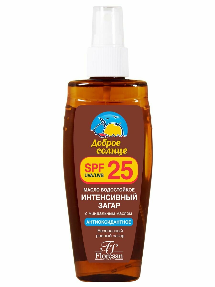 Floresan Доброе солнце Масло водостойкое Интенсивный загар SPF25 150мл
