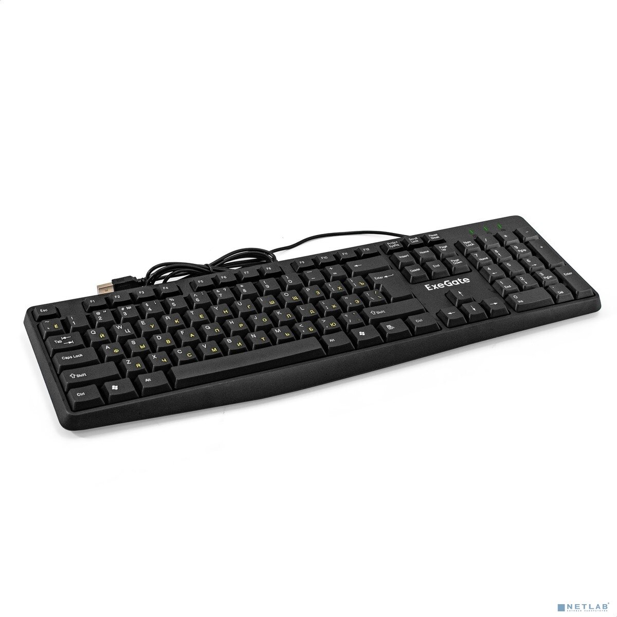 Exegate EX298364RUS Клавиатура ExeGate Smart K120 (USB, полноразмерная, влагозащищенная, 104кл, Enter большой, длина кабеля 1,6м, черная, RTL)