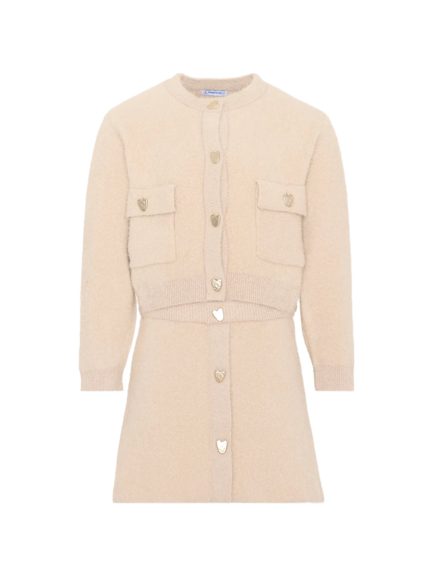 Юбка Heart-button knit cardigan and skirt
