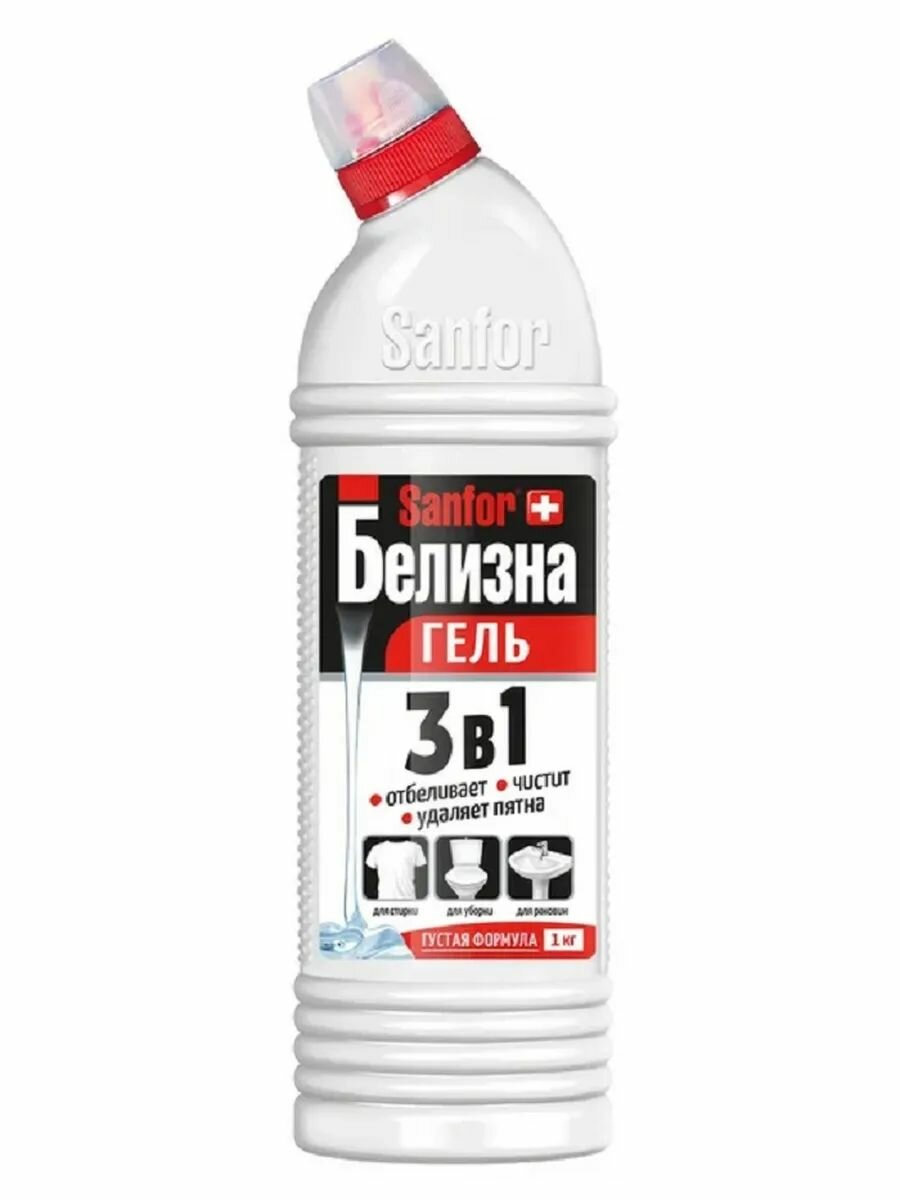 Sanfor Plus Белизна гель 3в1 многофункциональное средство Густая формула 1 кг