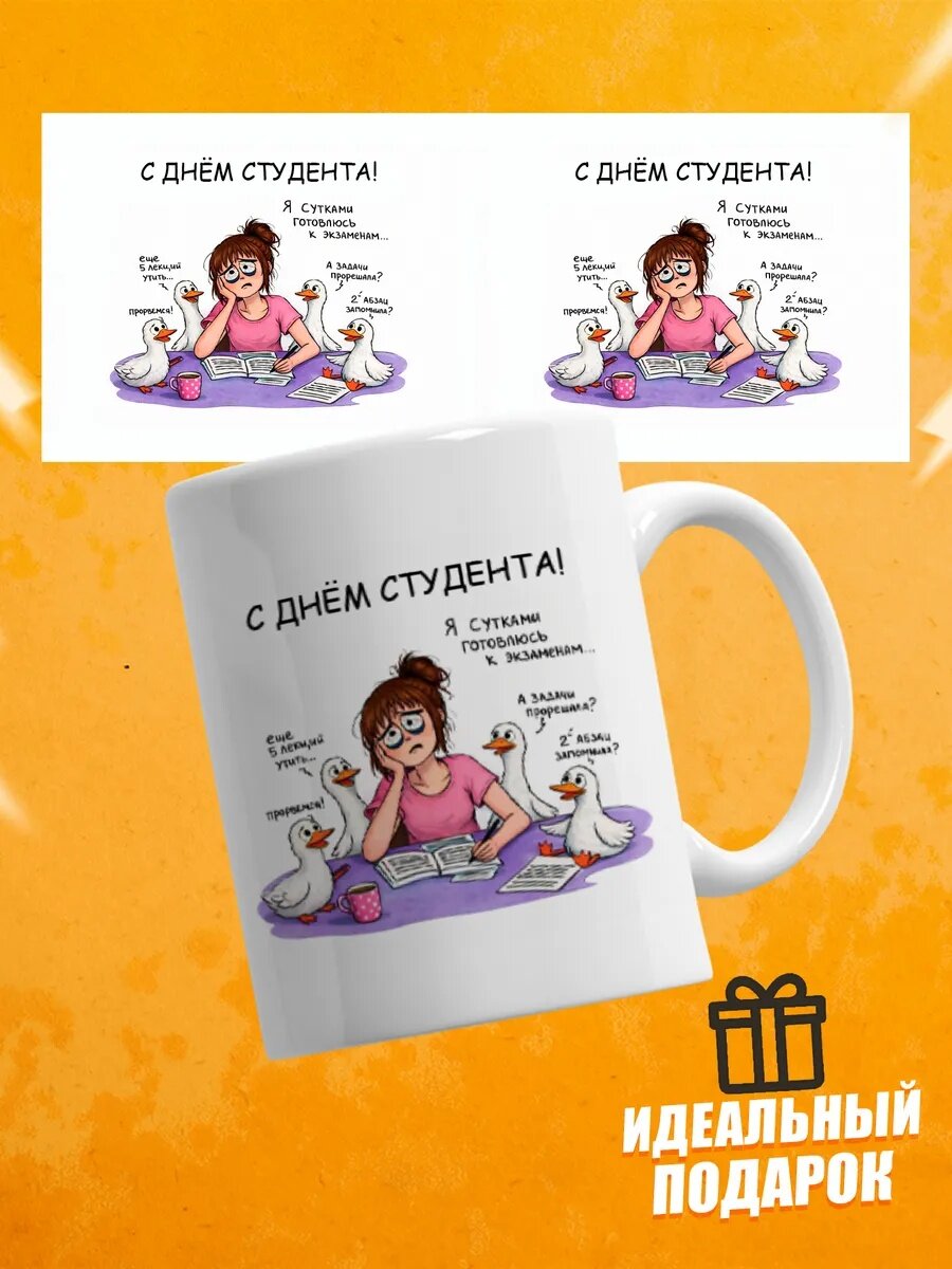 Кружка для чая с приколом в подарок студенту
