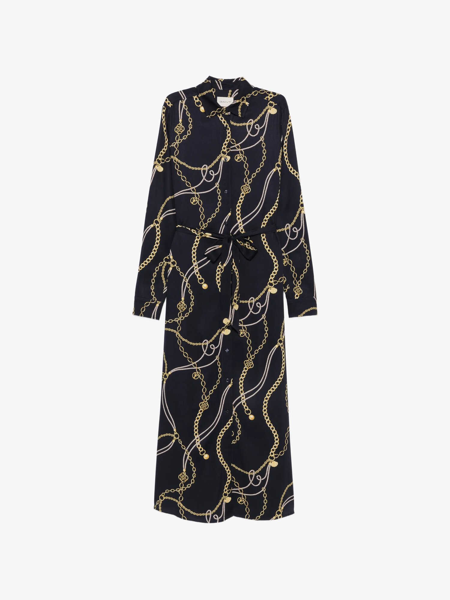 Платье Chain-print belted shirt midi dress