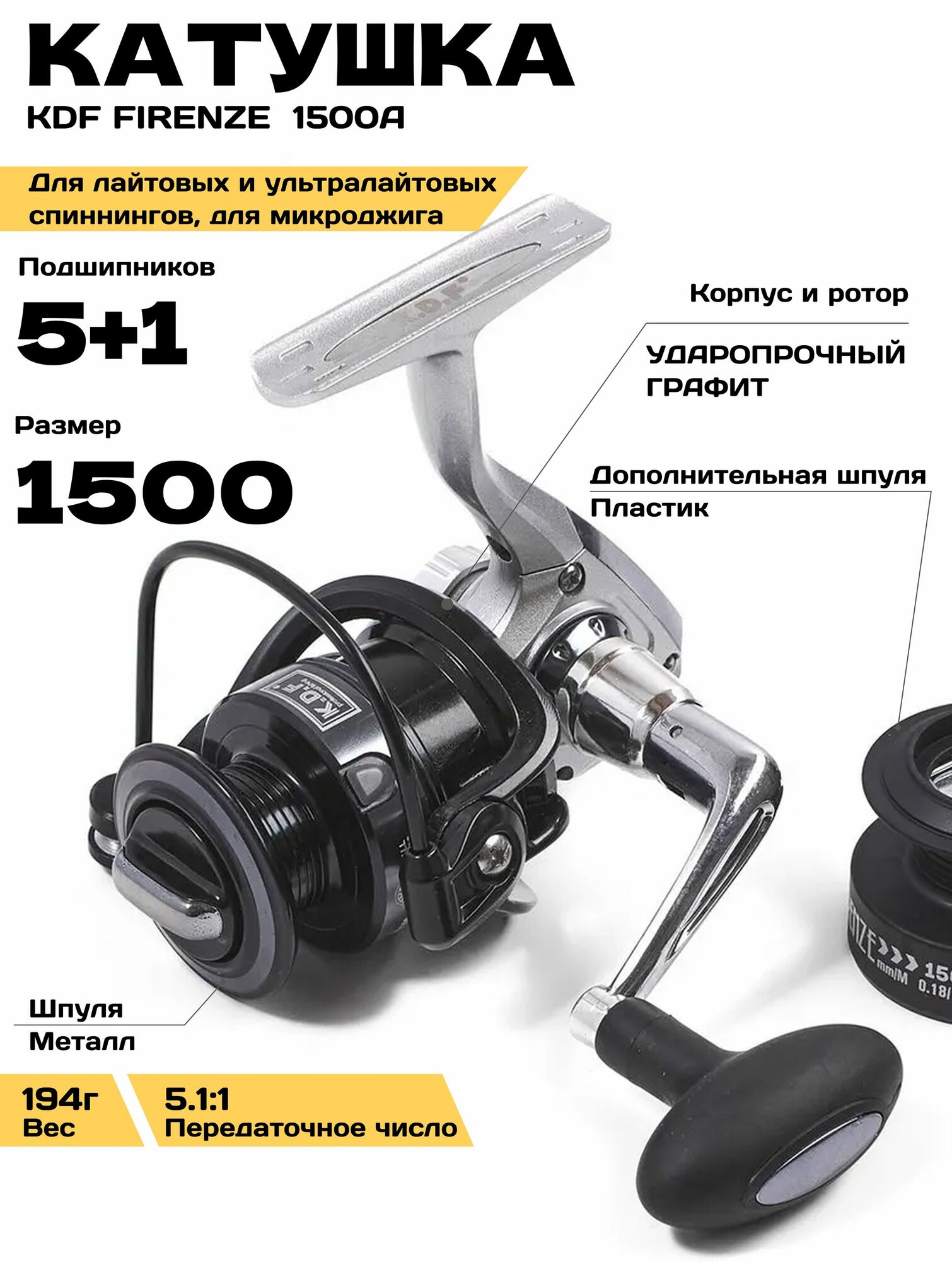Катушка для спиннинга K.D.F Firenze 1500A