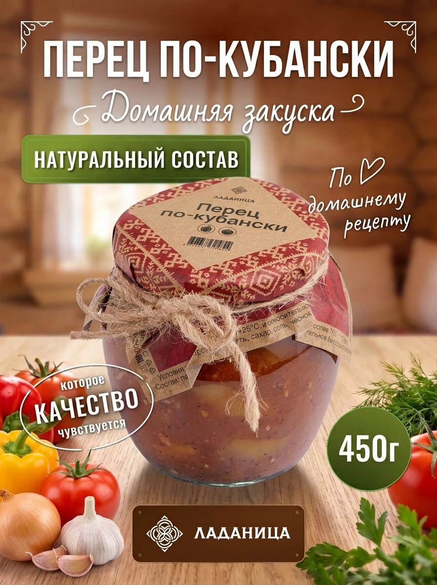 Перец ладаница "По-Кубански", маринованный, в собственном соку, 450 г