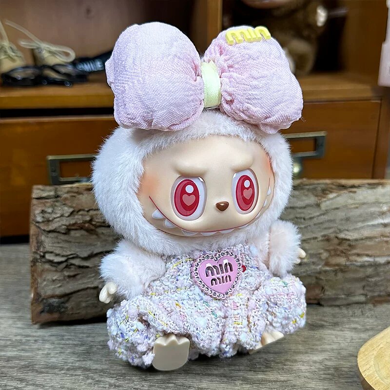 M-стиль розовая одежда для кукол Labubu (1-3 поколение), аксессуар для волос и комбинезон, без куклы