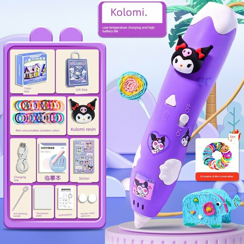 3D-ручка для детей 3-6 лет, модель с длительным сроком работы, 23 катушки филамента, альбом, подарочная упаковка и мешок