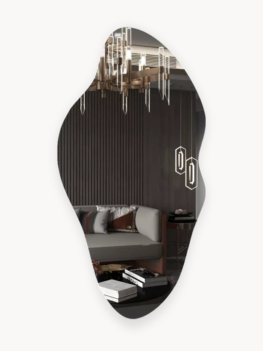 Зеркало MAKELI, 77x45 см, с подсветкой, влагостойкое, фигурное